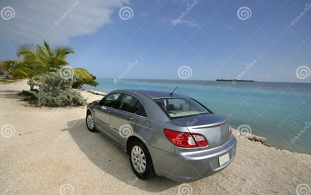 Car at the Beach stock image. Image of sand, palm, dream - 6217473