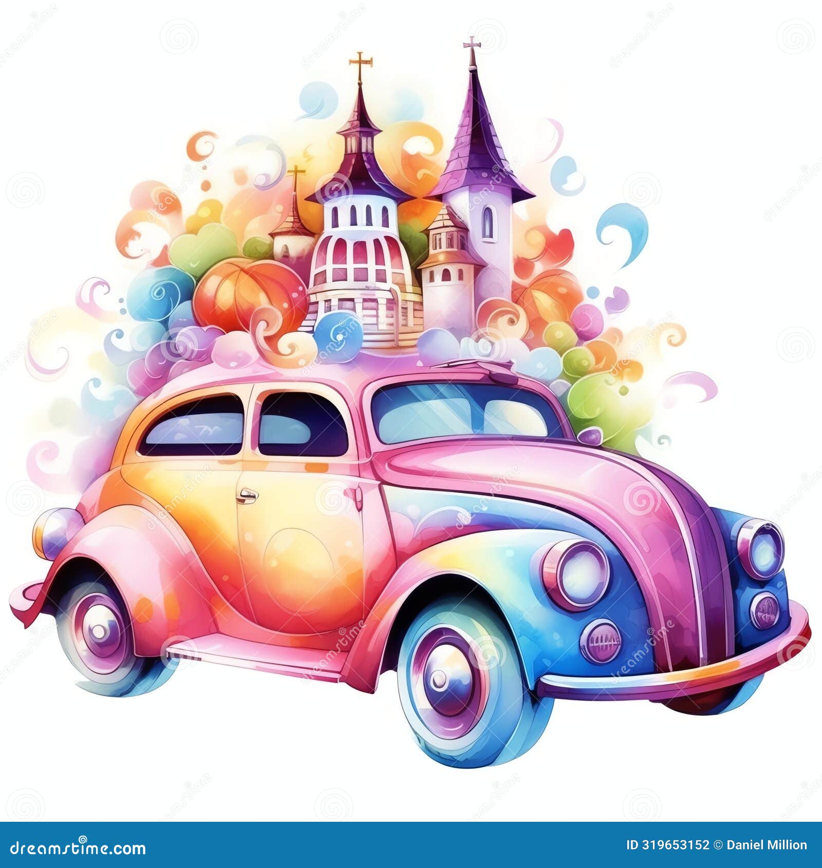 Car Beautiful Sweets Candyland Fairytale Stock Illustration ...