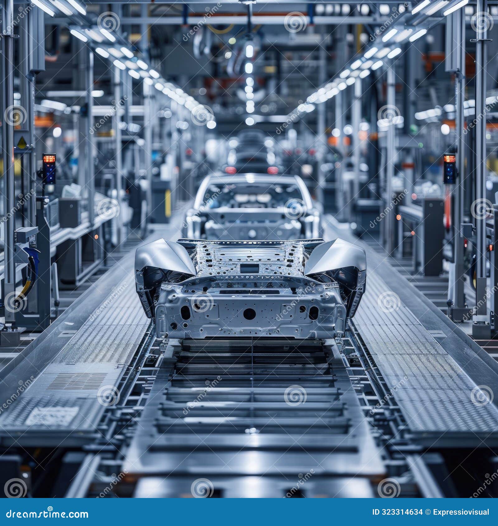 A Car is Being Built in a Factory Stock Illustration - Illustration of ...