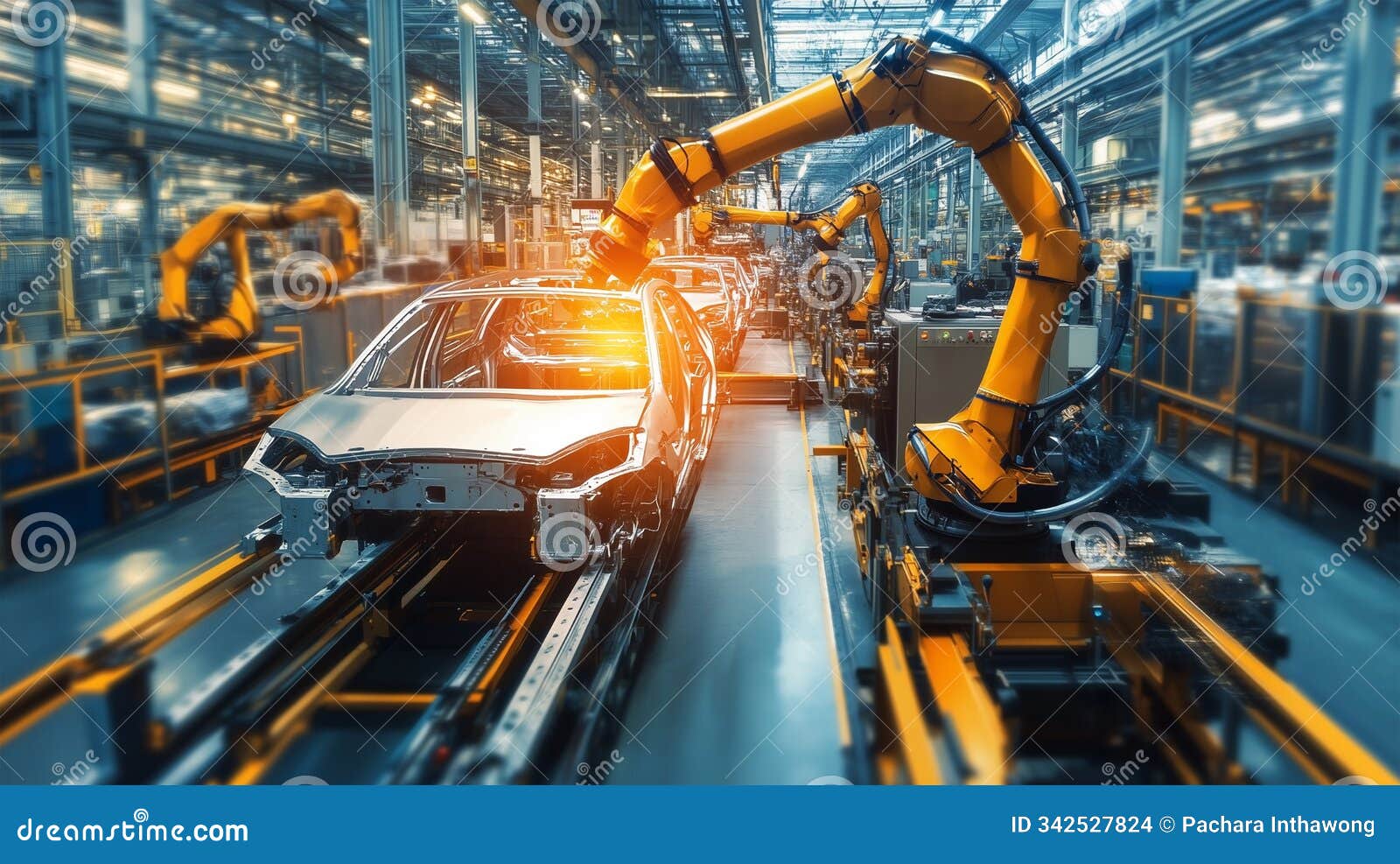 A Car is Being Built in a Factory Stock Illustration - Illustration of ...