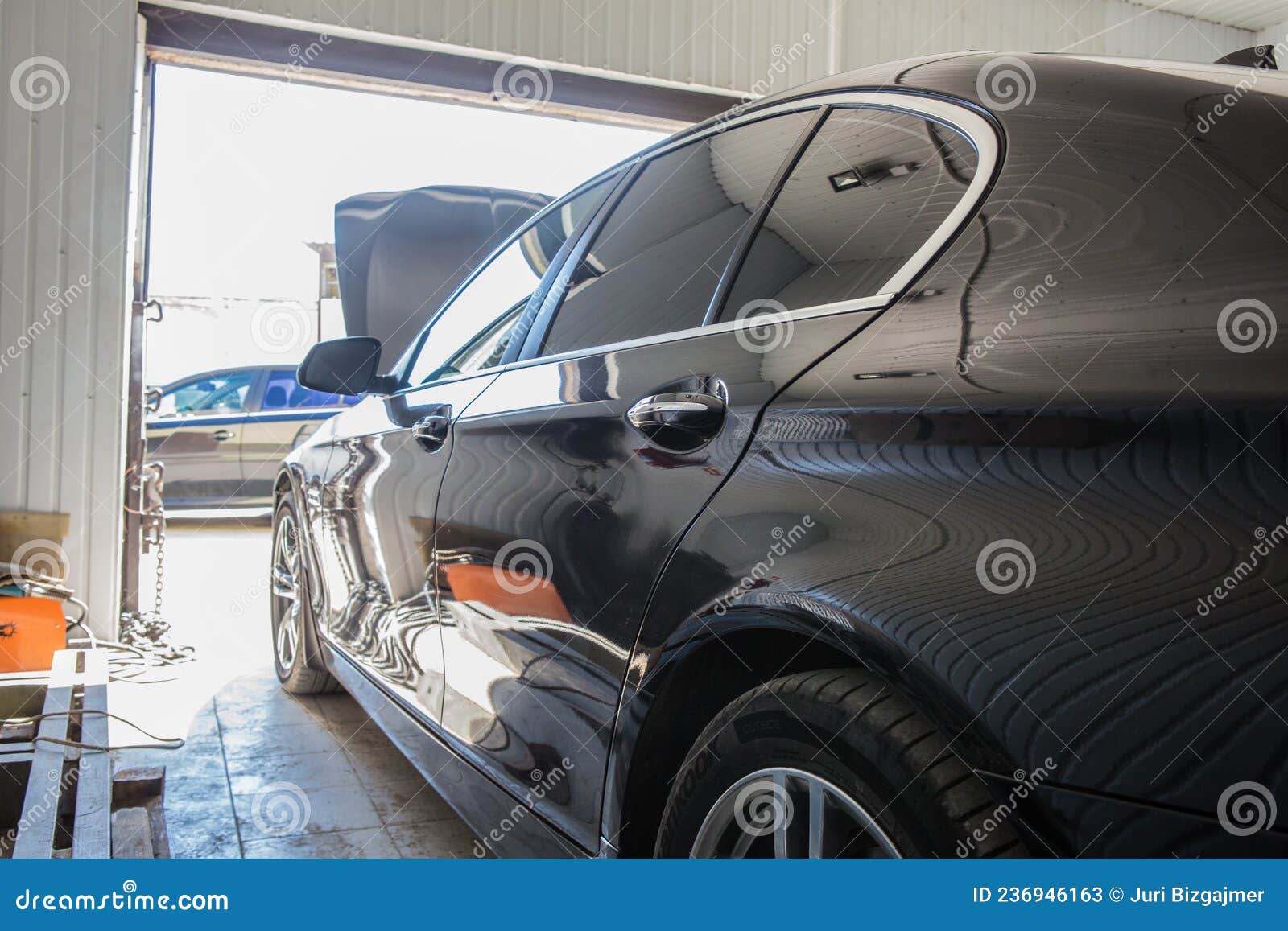 Car Being Repaired in a Car Workshop Stock Image - Image of check ...