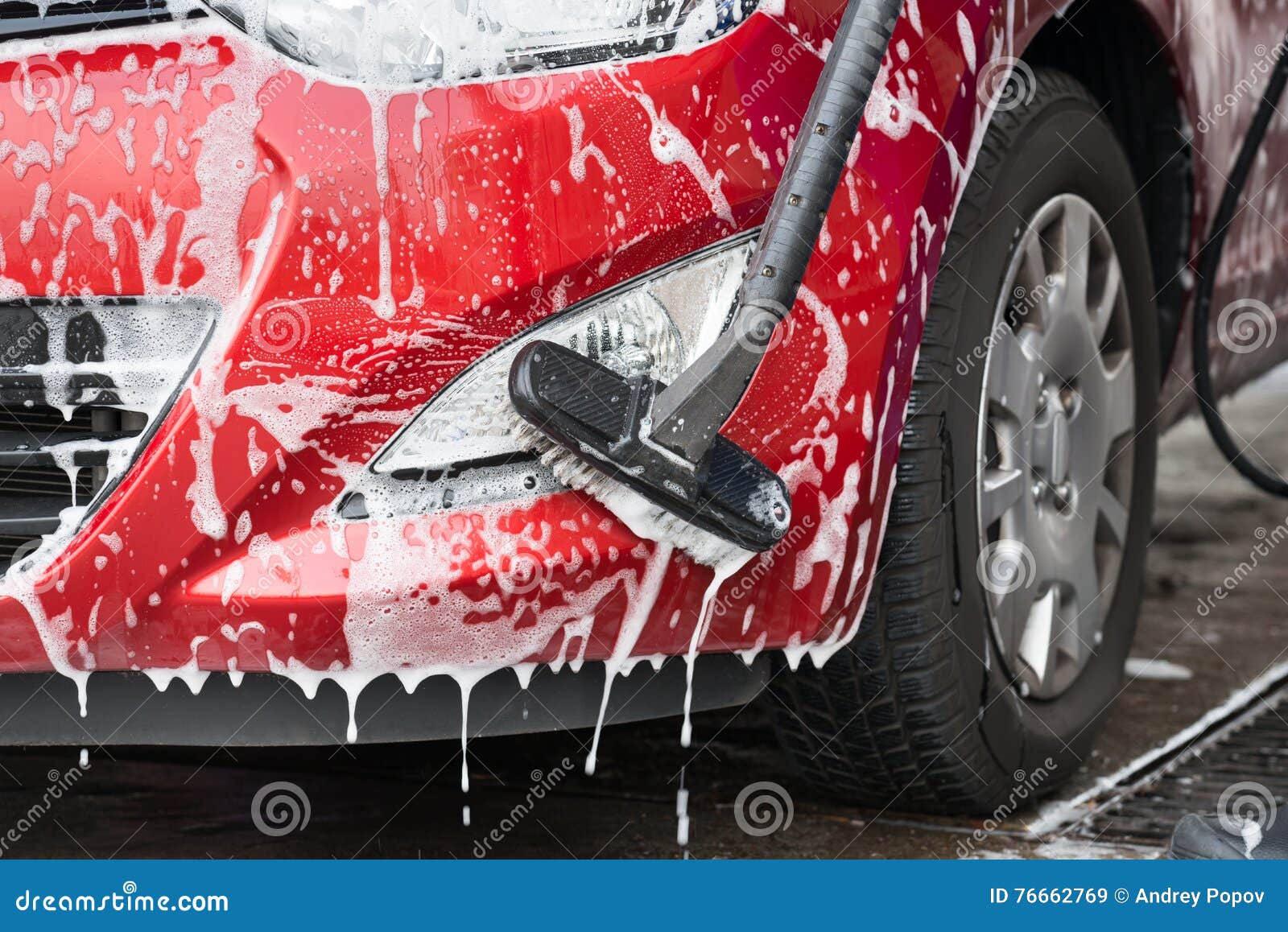 Car Being Washed by Scrubbing Brush Stock Image - Image of washing ...