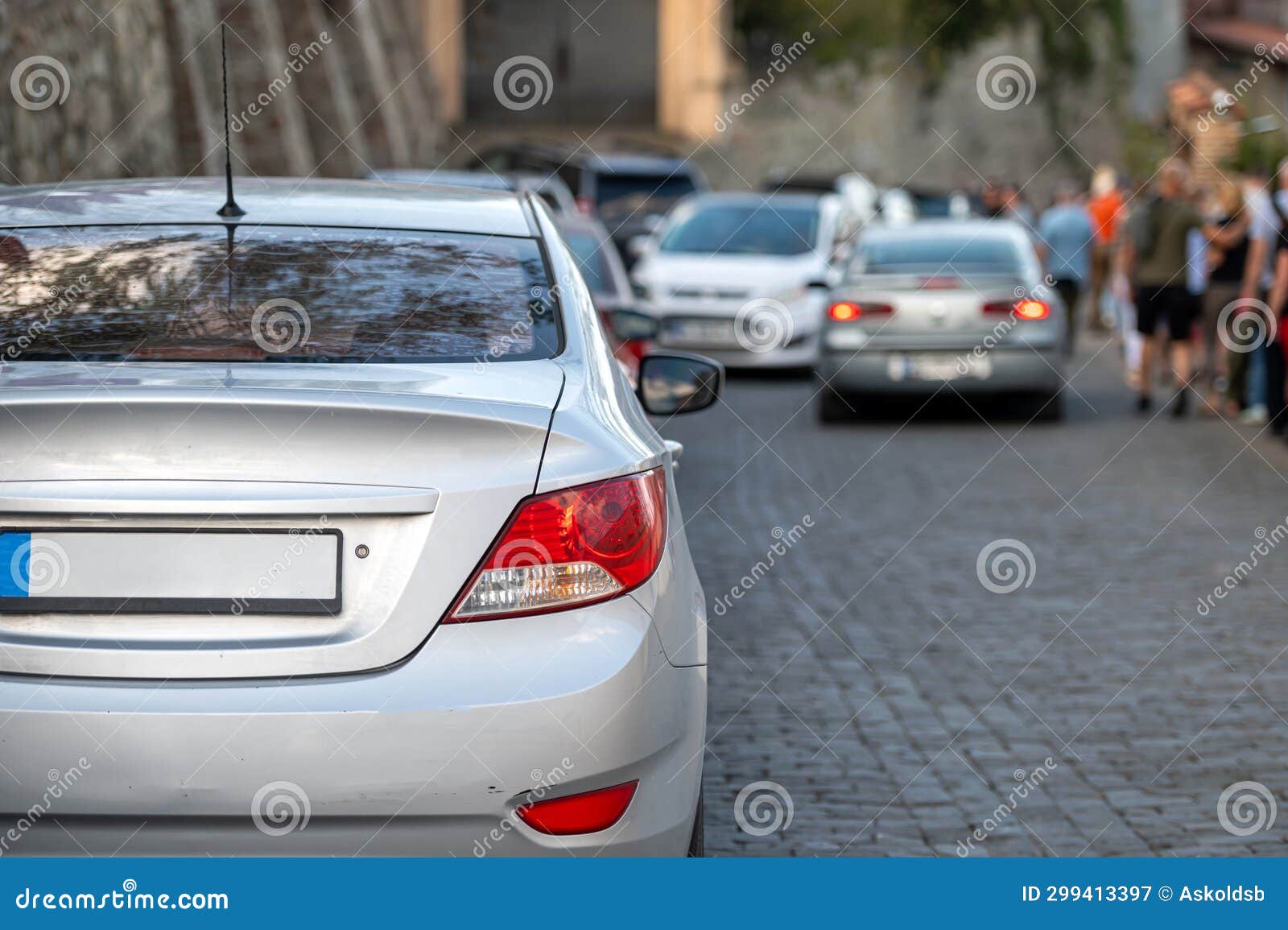 Car in Big Traffic Jam. Back View Stock Image - Image of roadside ...