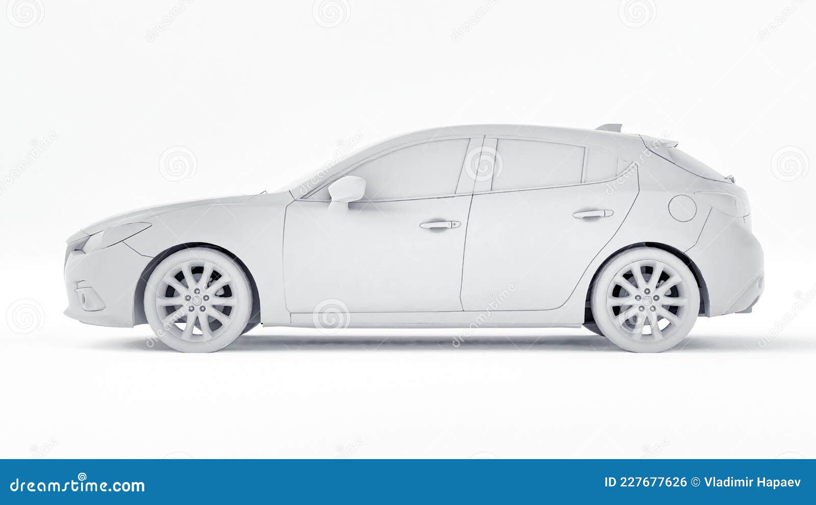 Car with Blank Surface for Your Creative Design. 3D Rendering. Stock ...