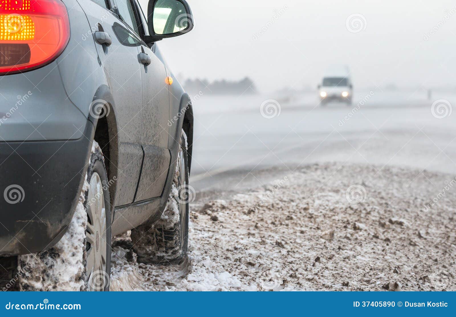 Car in a blizzard stock photo. Image of tire, accident - 37405890