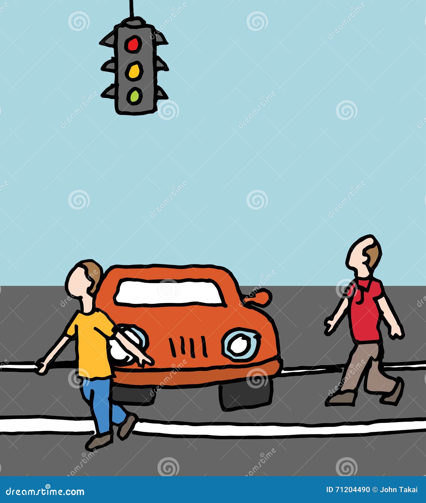 Car Stopped At Crosswalk. Traffic Sign Indicates Pedestrian Crossing ...