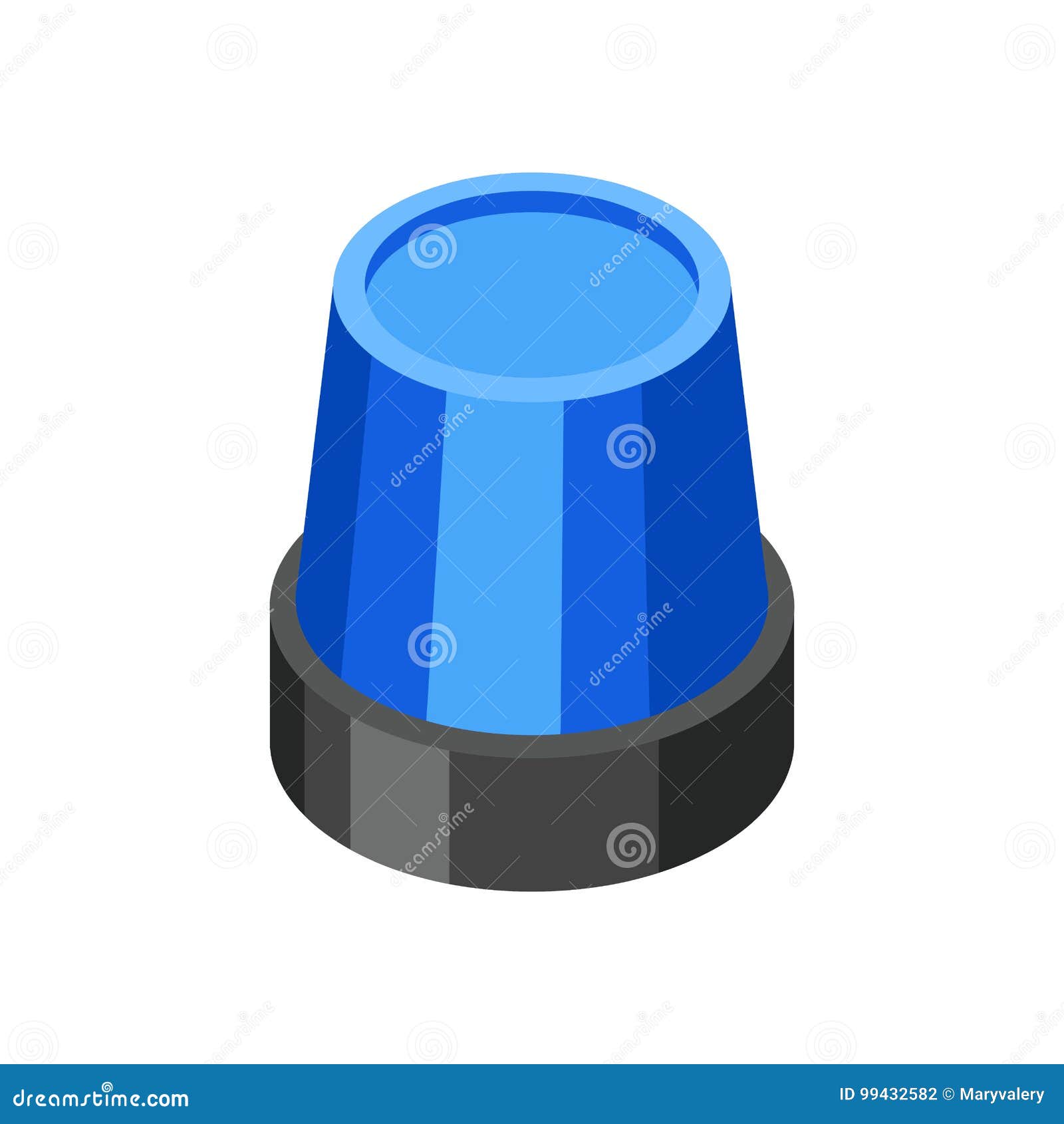 Blue Flasher Siren Vector. 3D Realistic Object. Light Effect. Rotation ...