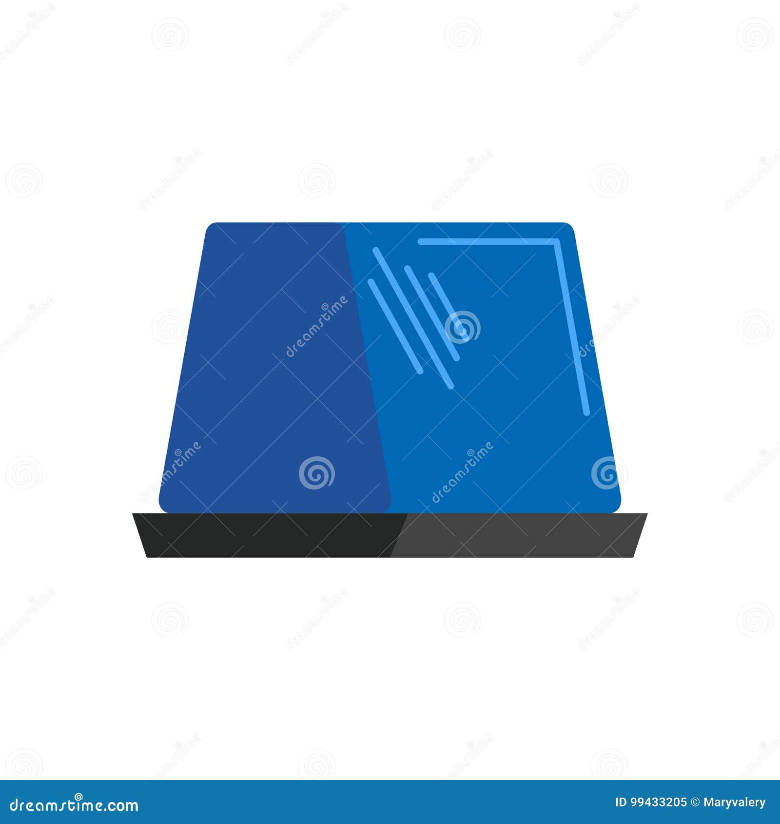 Blue Flasher Siren Vector. 3D Realistic Object. Light Effect. Rotation ...