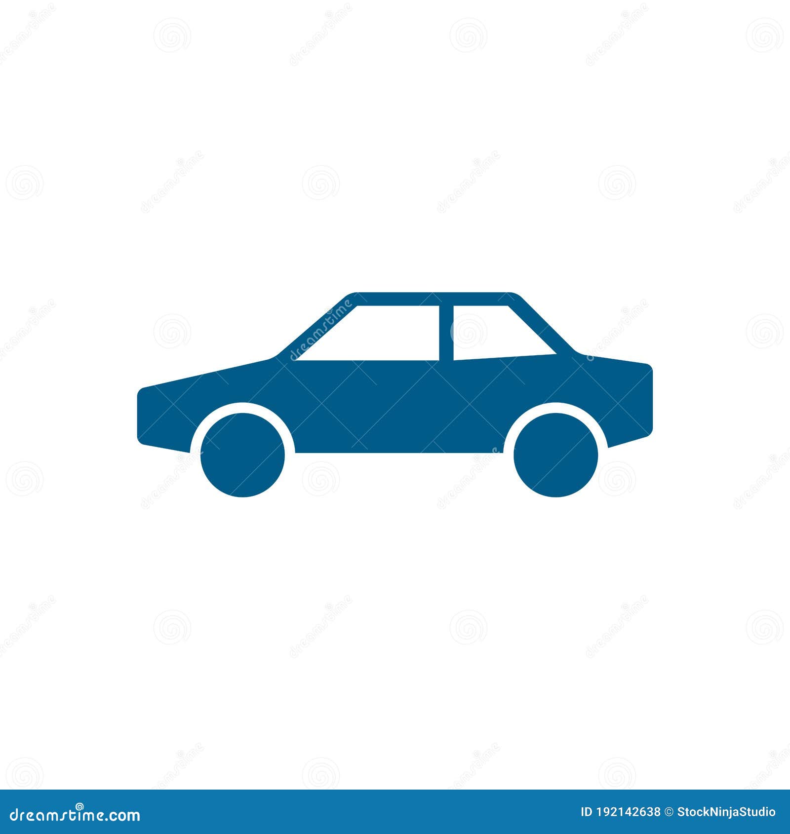 Car Blue Icon on White Background. Blue Flat Style Vector Illustration ...