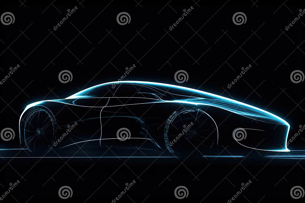 Car with Blue Light on a Black Background. Stock Illustration ...