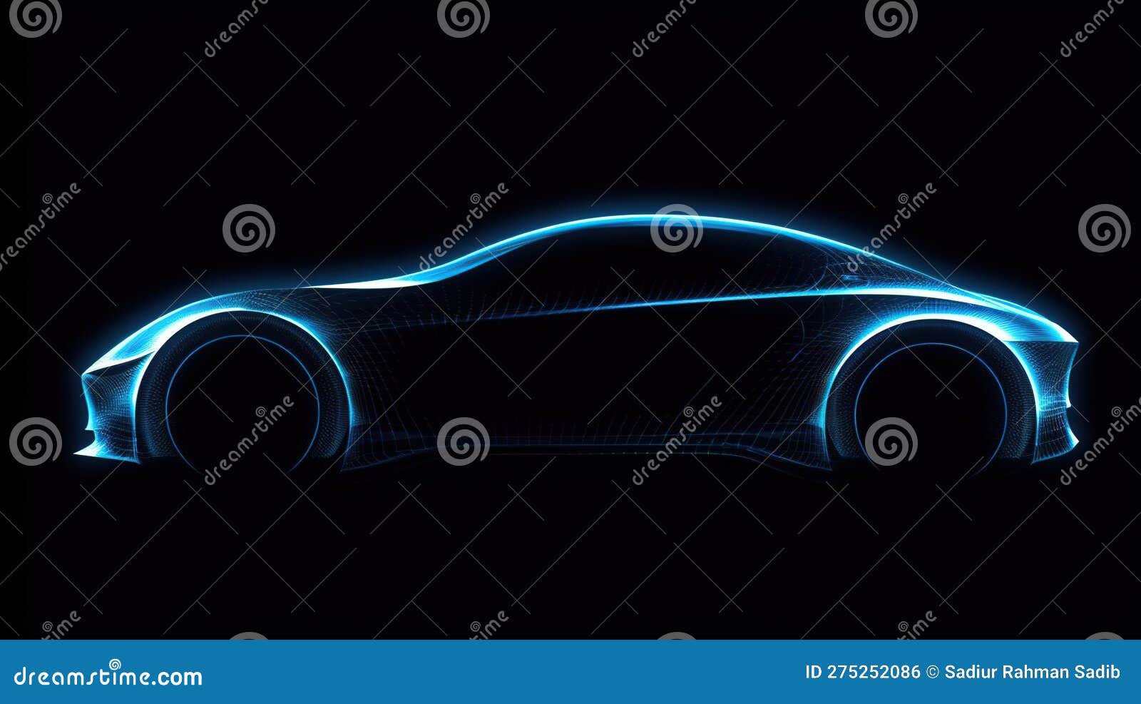 Car with Blue Light on a Black Background. Stock Illustration ...