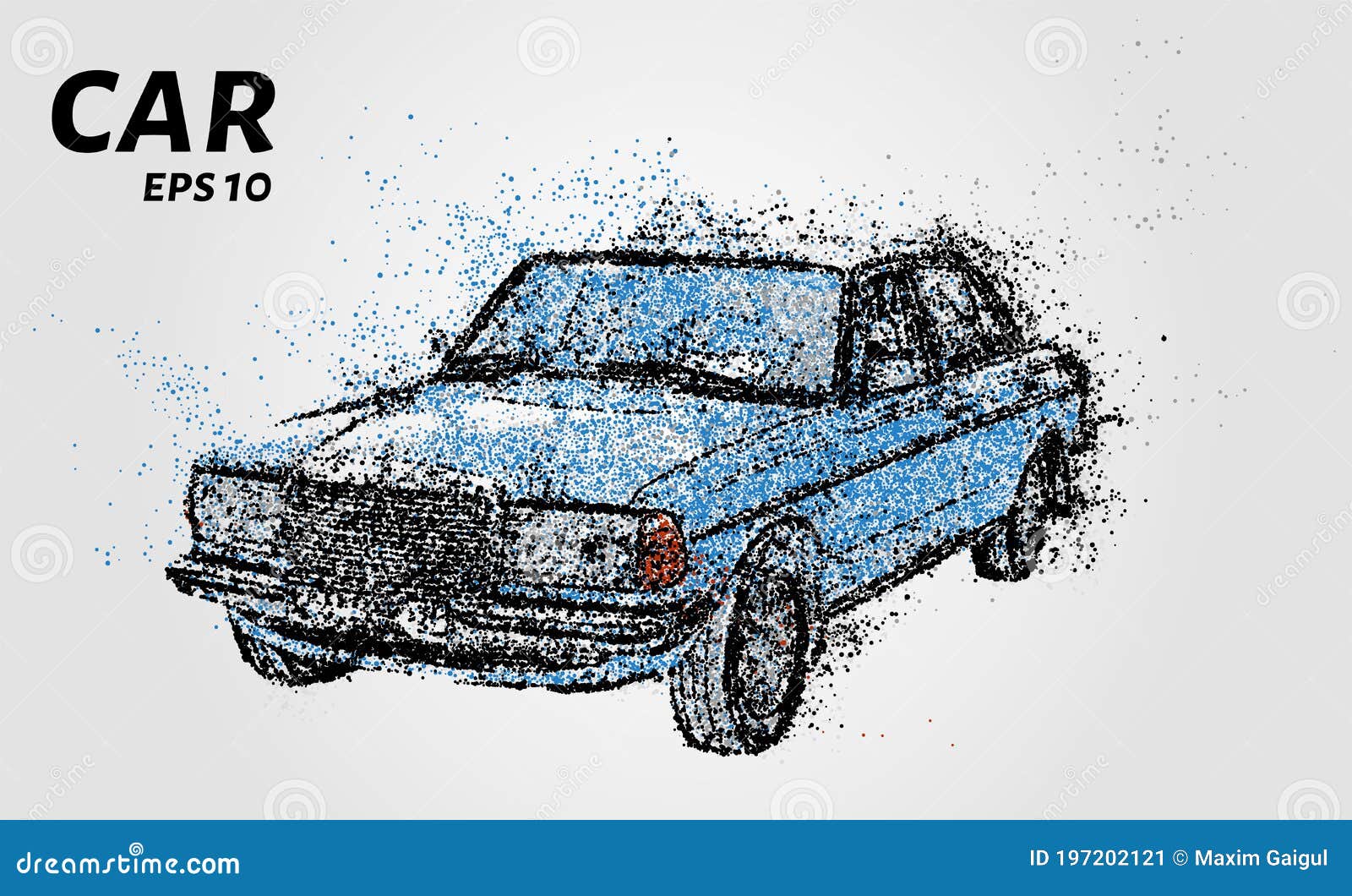 Car Blue Particles. the Car Consists of Circles and Dots Stock ...