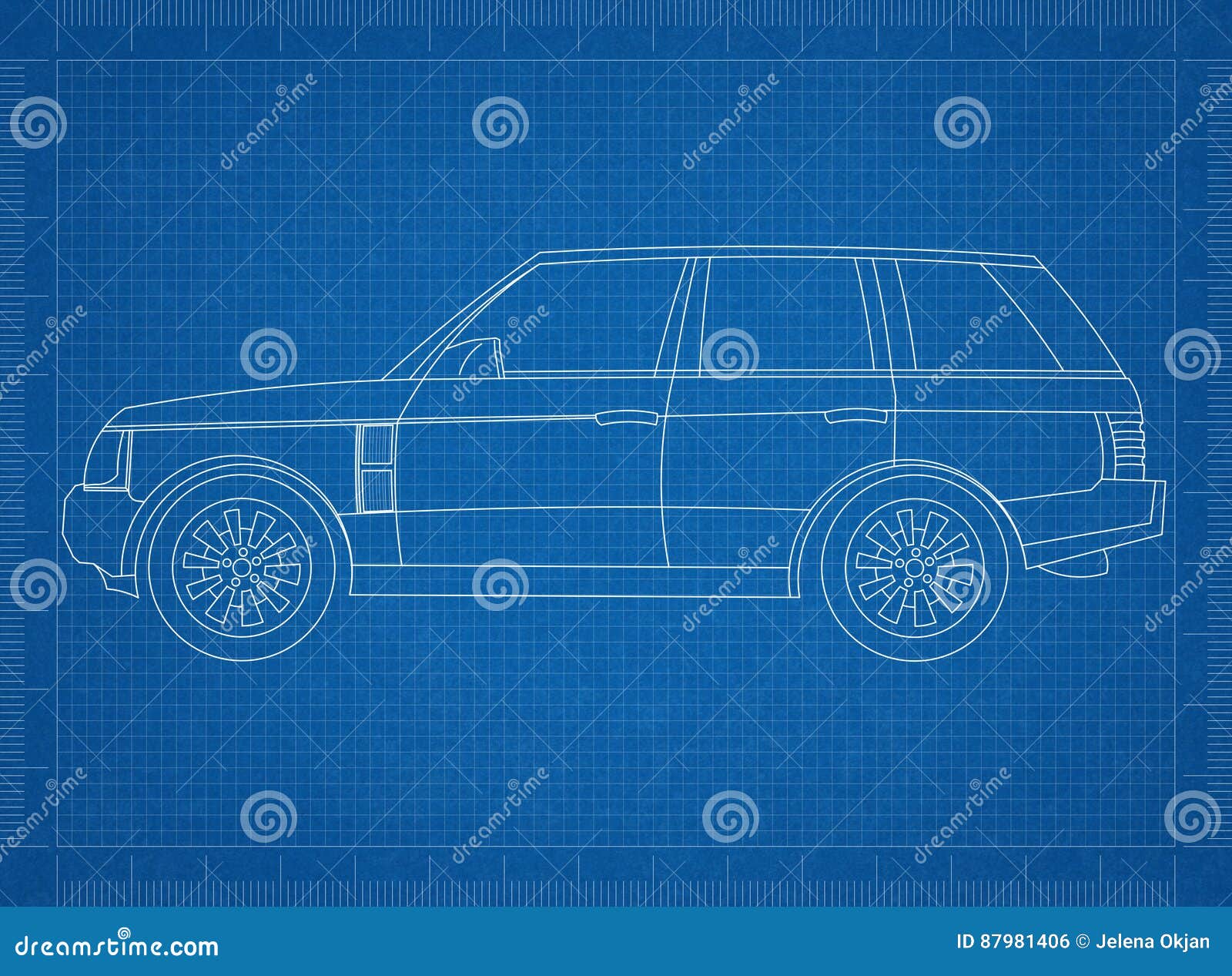 Car blueprint stock illustration. Illustration of outline - 87981406