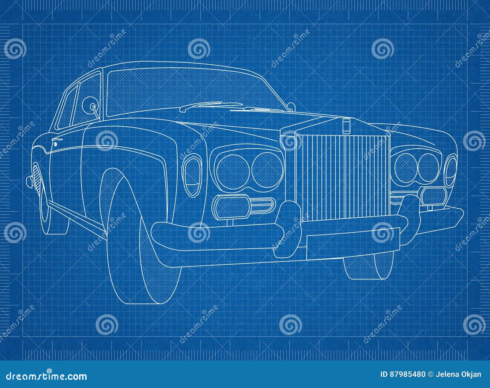 Car blueprint stock illustration. Illustration of creative - 87985480