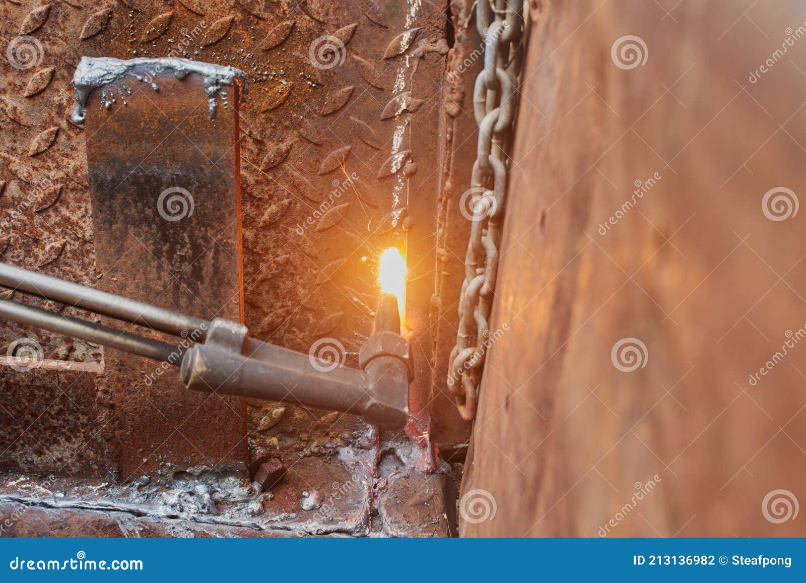 Car Body Part Removal by Oxygen Acetylene Cutting Torch Stock Photo ...