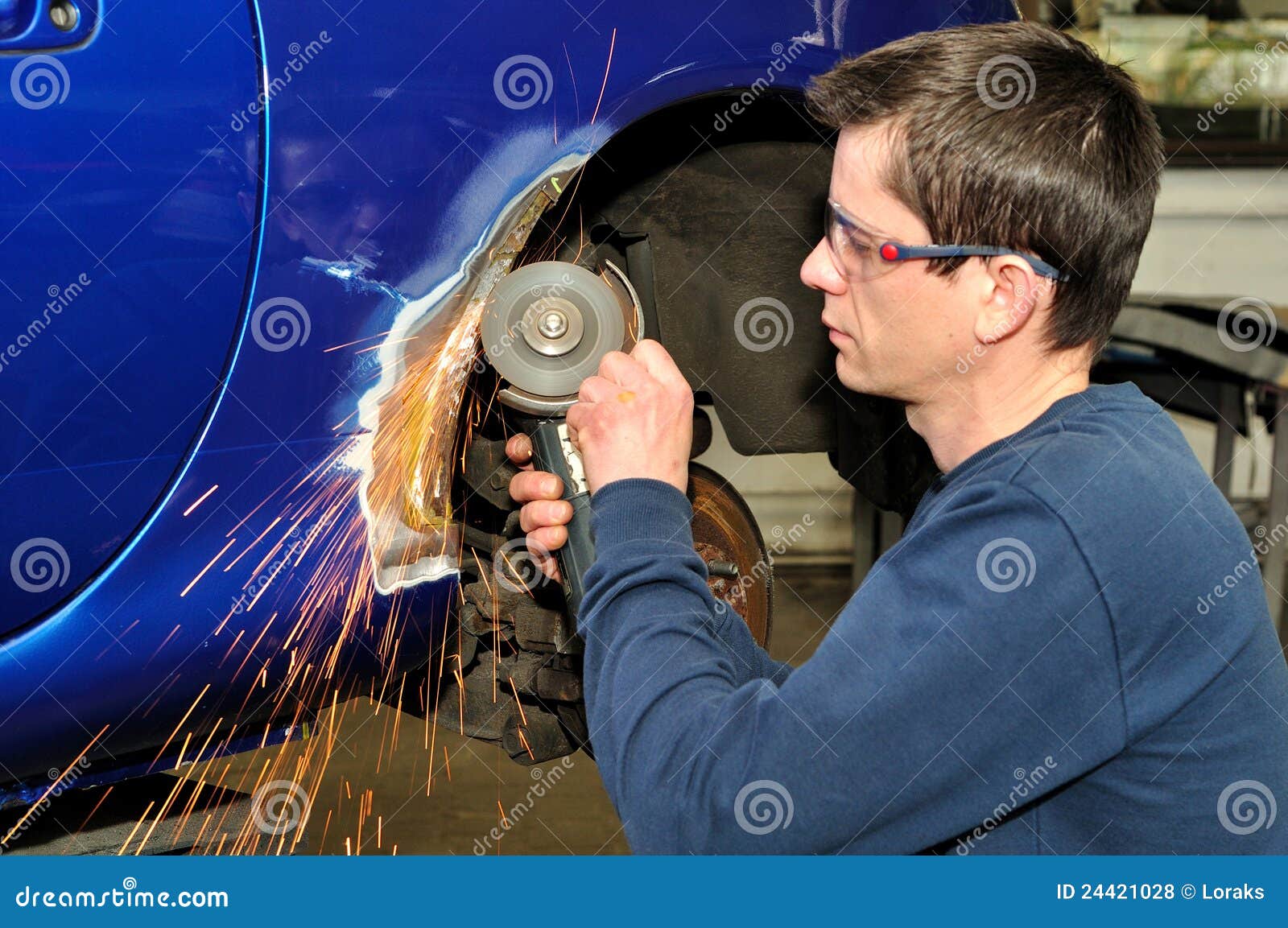Car body work. stock photo. Image of spot, blue, bodywork - 24421028