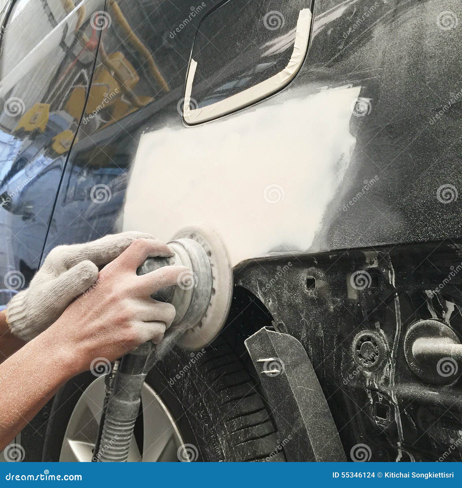 Car Body Work Auto Repair Paint after the Accident. Stock Photo - Image ...