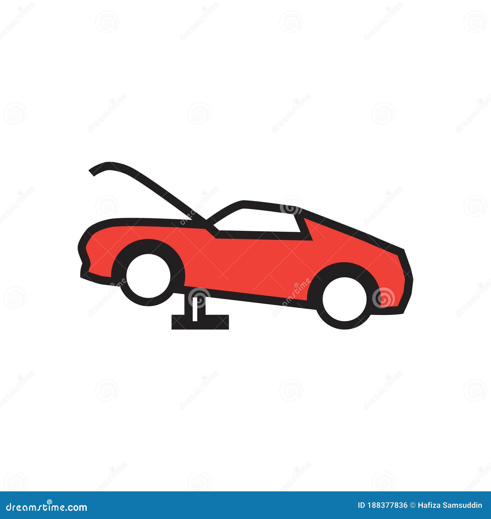 Car with Bonnet Open. Vector Illustration Decorative Design Stock ...