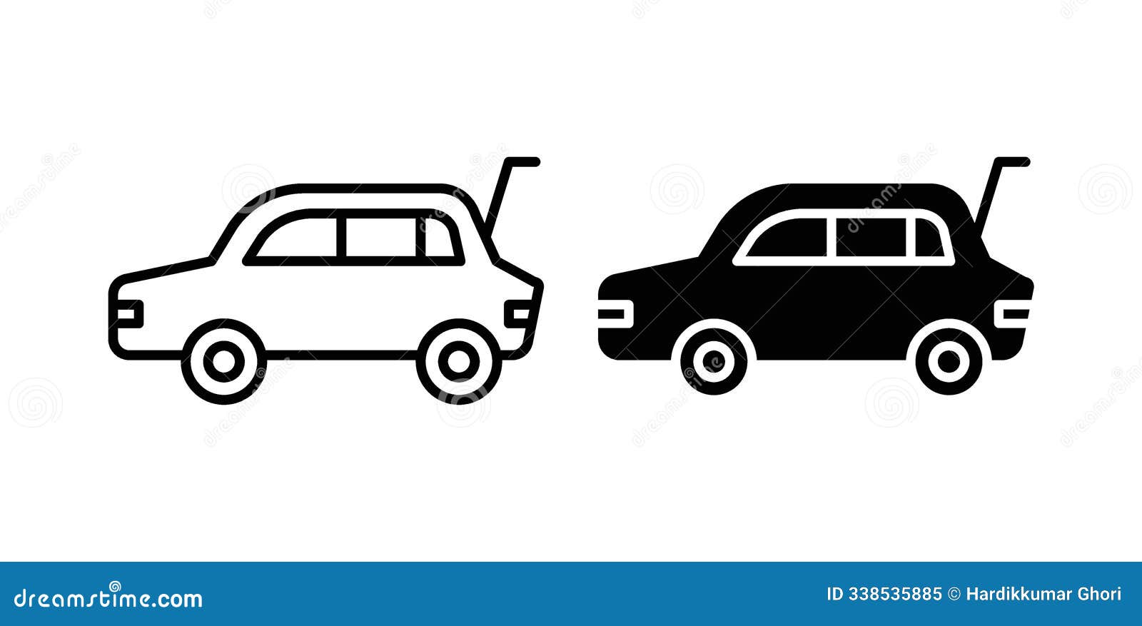 Car Boot Thin Line Icon Set Stock Vector - Illustration of travel ...