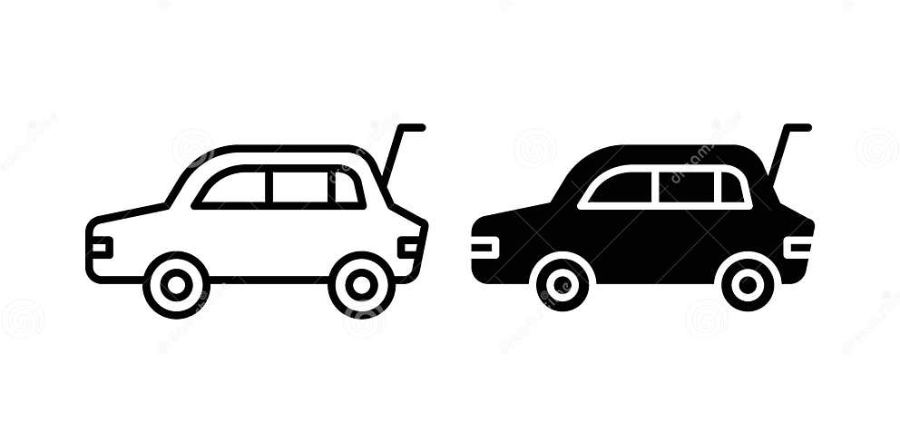 Car Boot Thin Line Icon Set Stock Vector - Illustration of travel ...