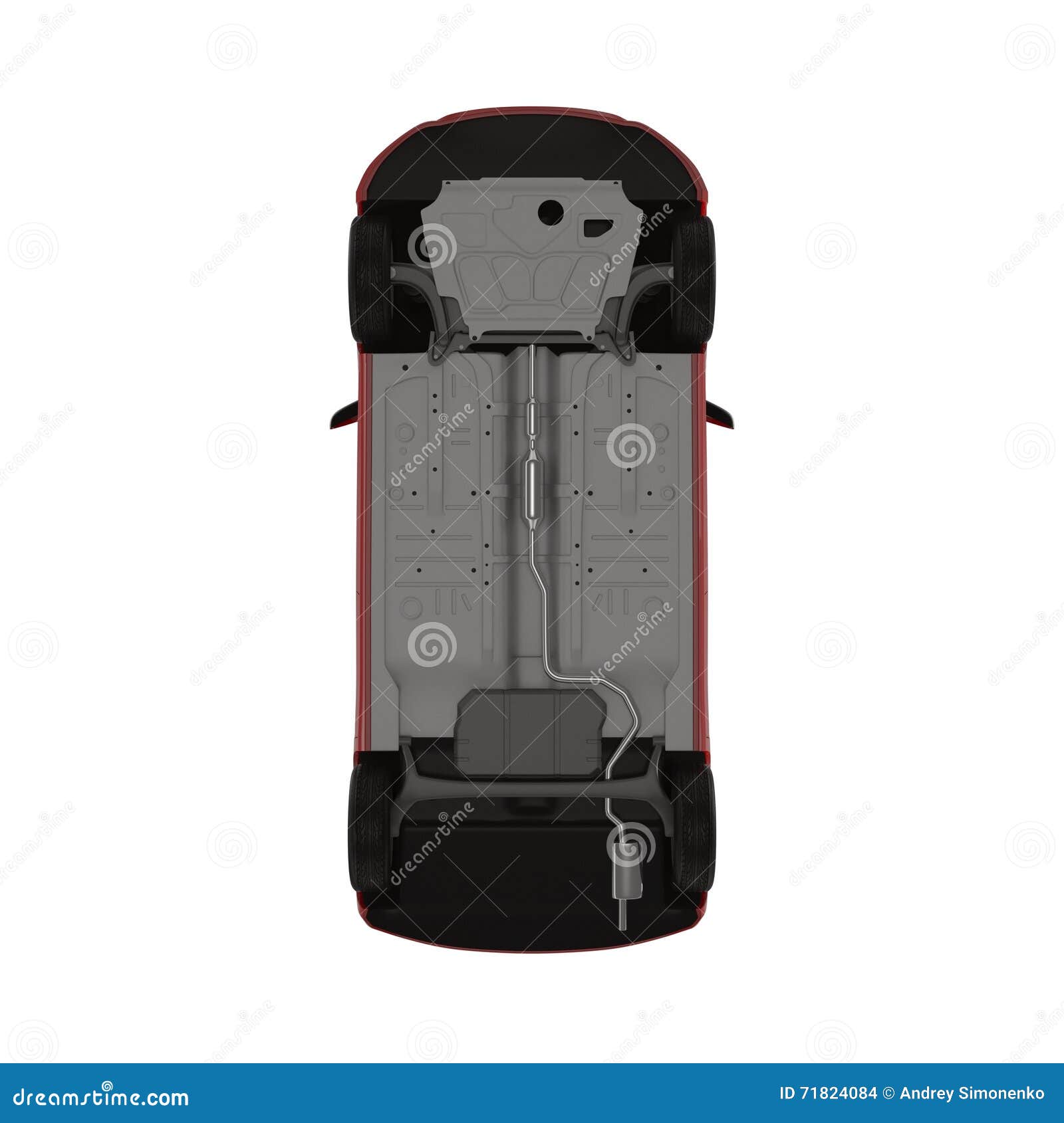 Car Bottom Isolated on White 3D Illustration Stock Illustration ...