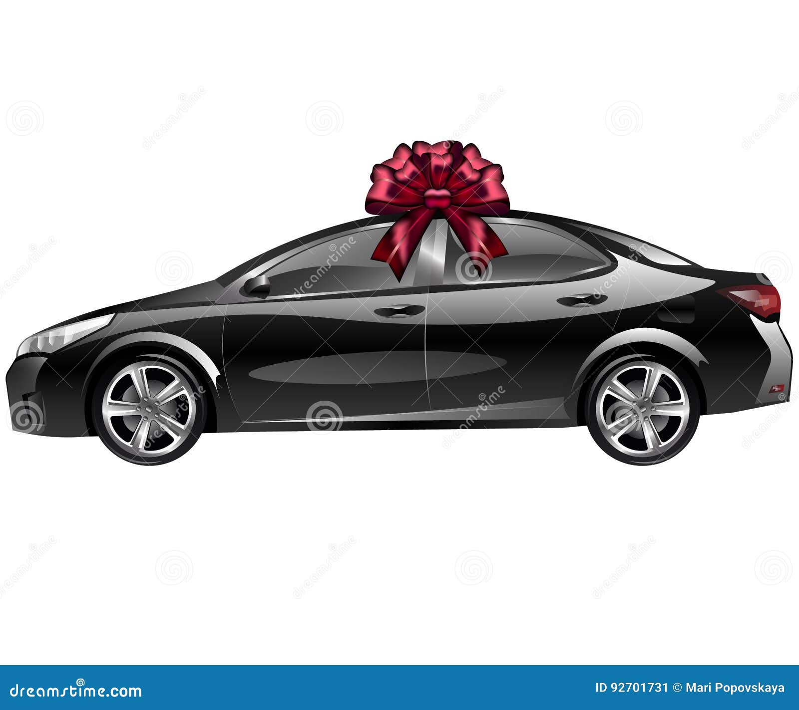 Car with a bow as a gift stock vector. Illustration of celebration ...