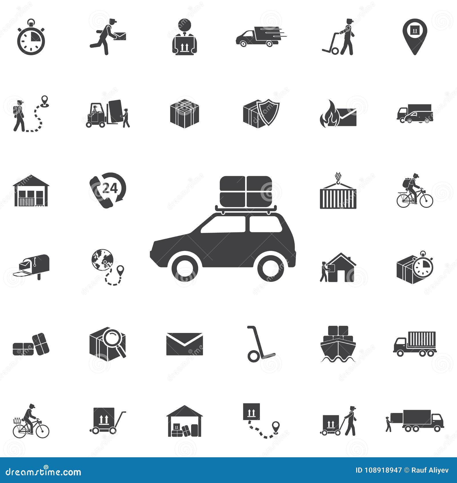 Car and Box on Top, Vector Icon Stock Illustration - Illustration of ...