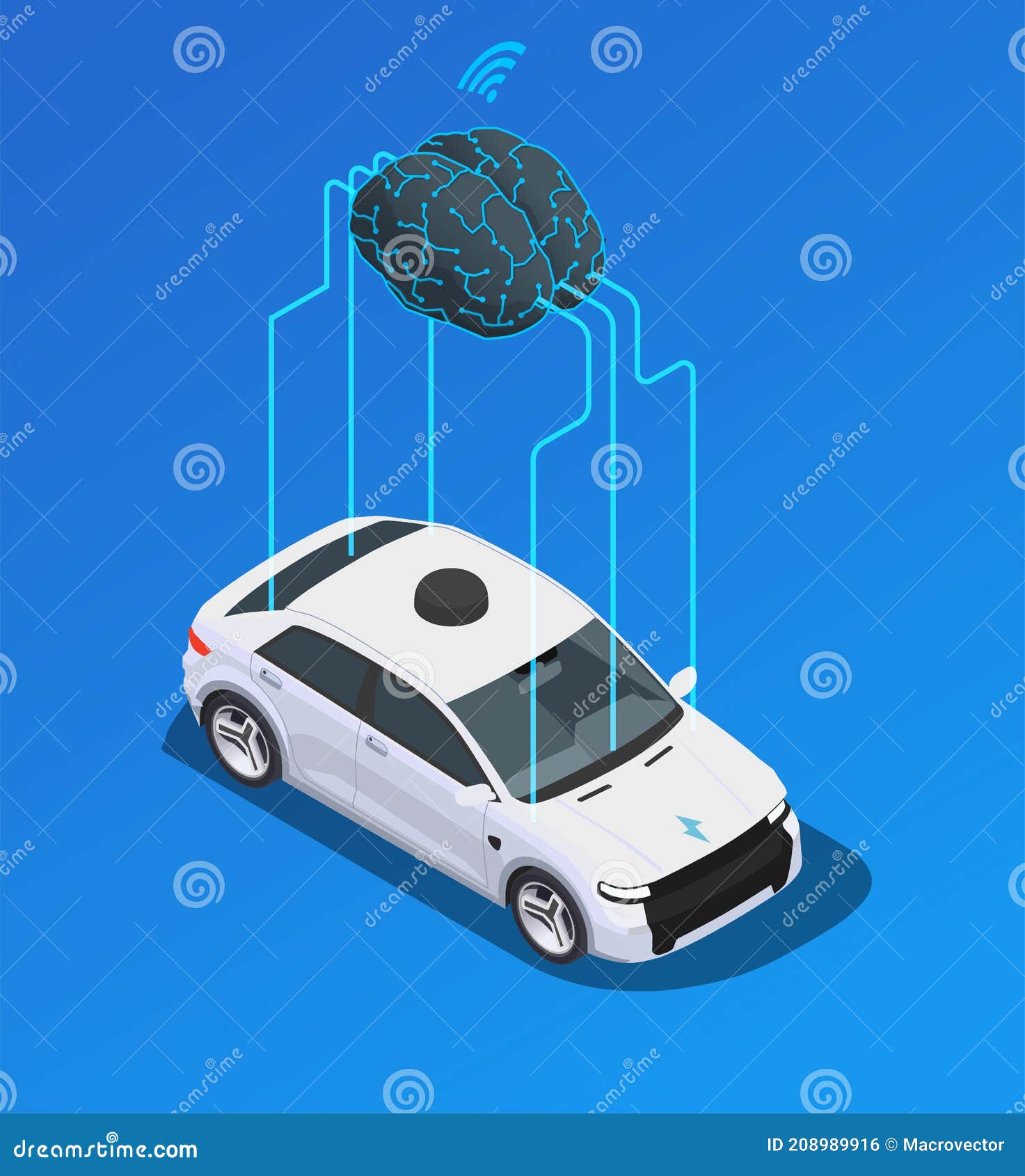 Car Brain Isometric Composition Stock Vector - Illustration of cyber ...