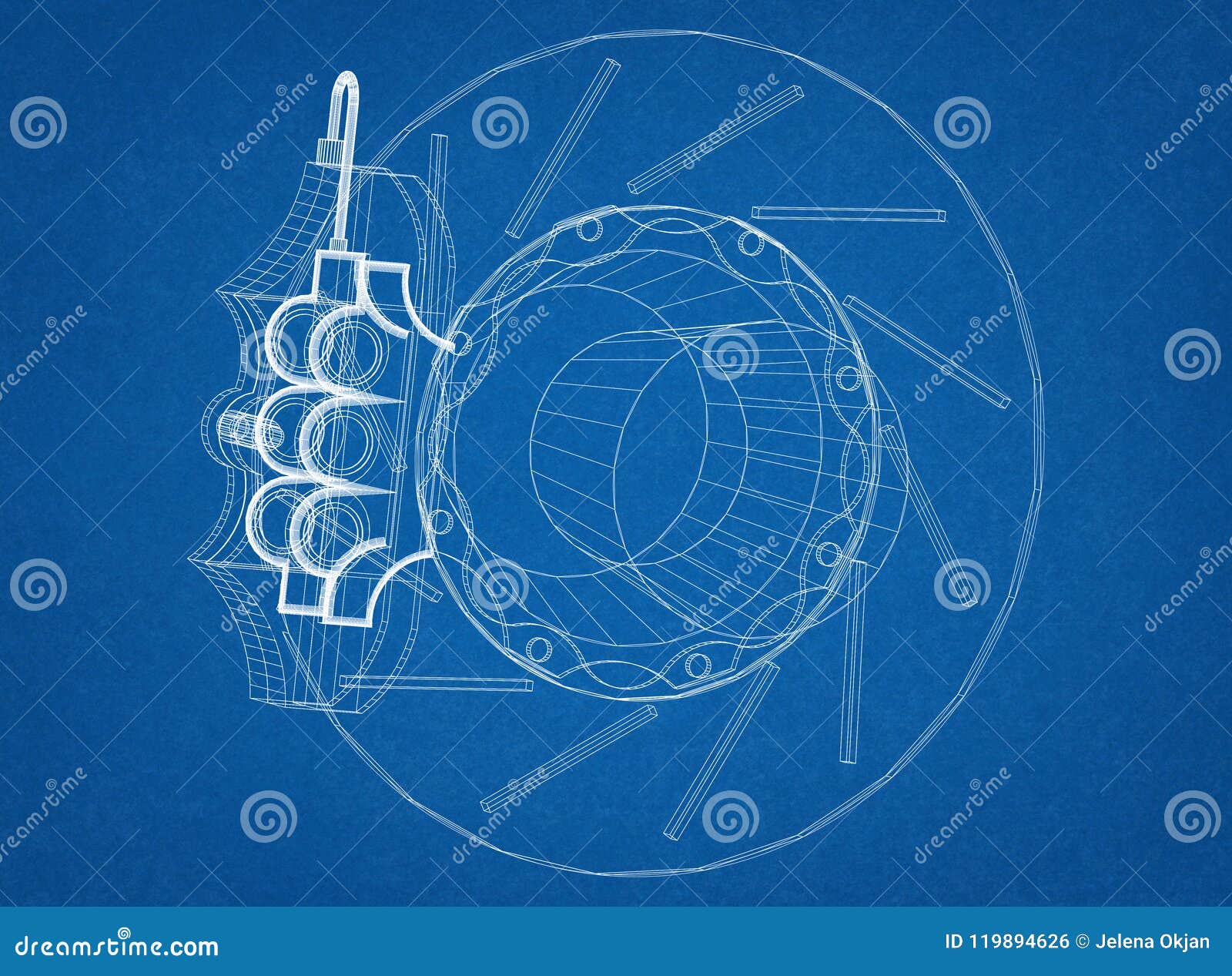 Car Brake - Blueprint stock illustration. Illustration of construction ...