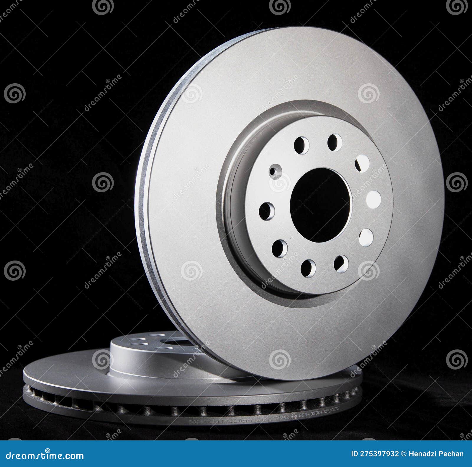Car Brake Discs on a Black Background, Isolate. Disc Brake System ...