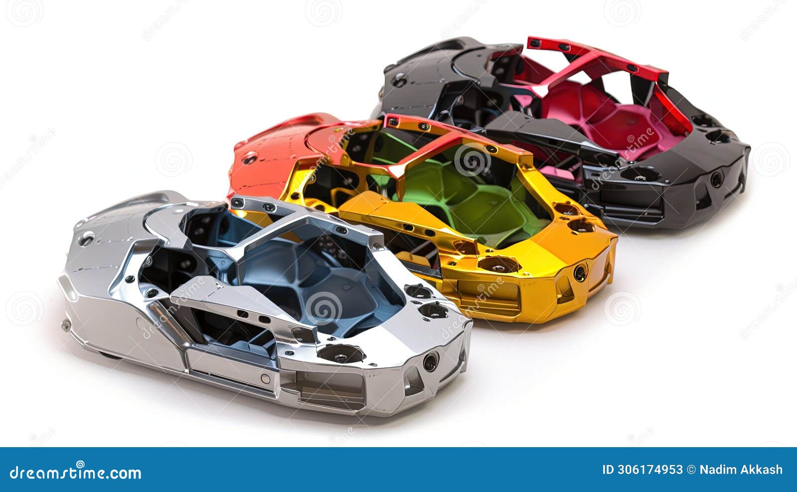 Car Brake Disk Calipers of Different Colors Isolated on White Ba Stock ...