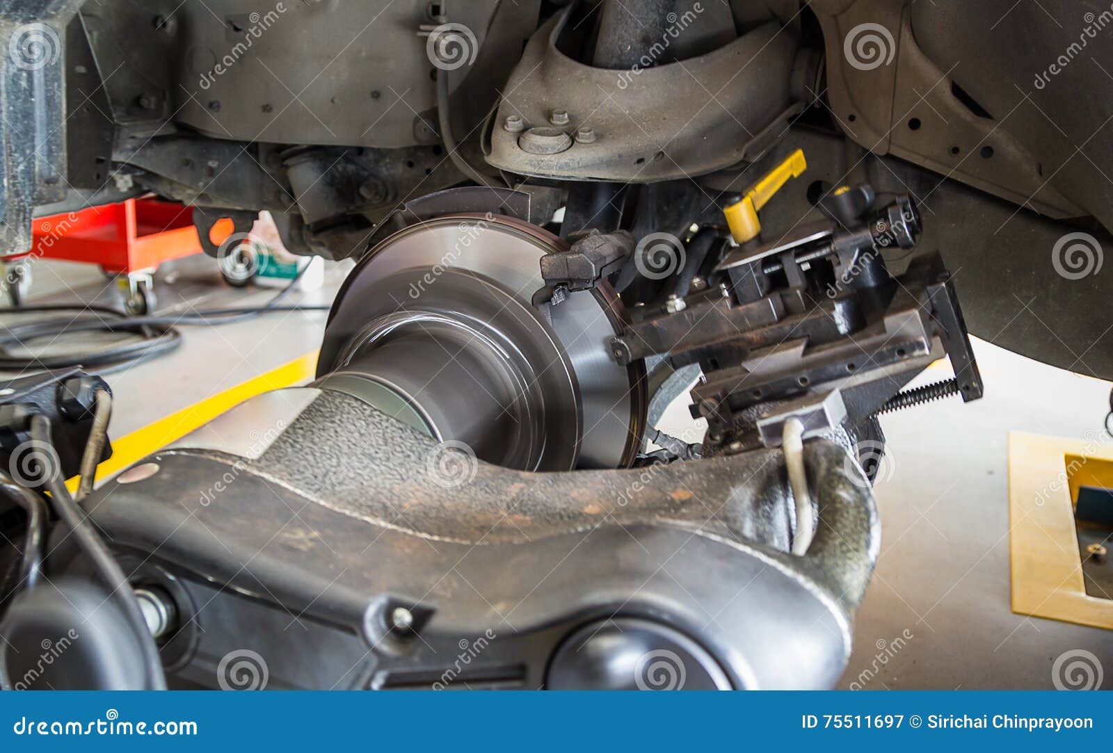 On car brake lathe working stock image. Image of metal - 75511697