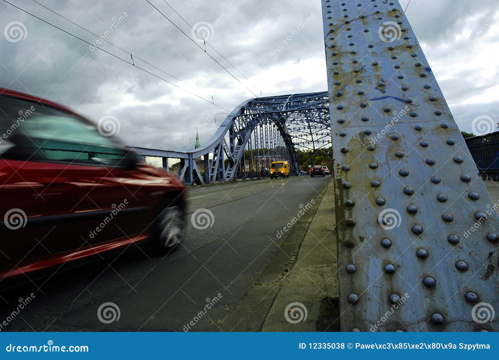 Car on the bridge stock photo. Image of construct, industry - 12335038