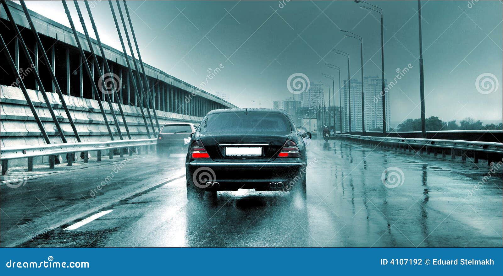 Car on the bridge stock photo. Image of rain, drive, auto - 4107192
