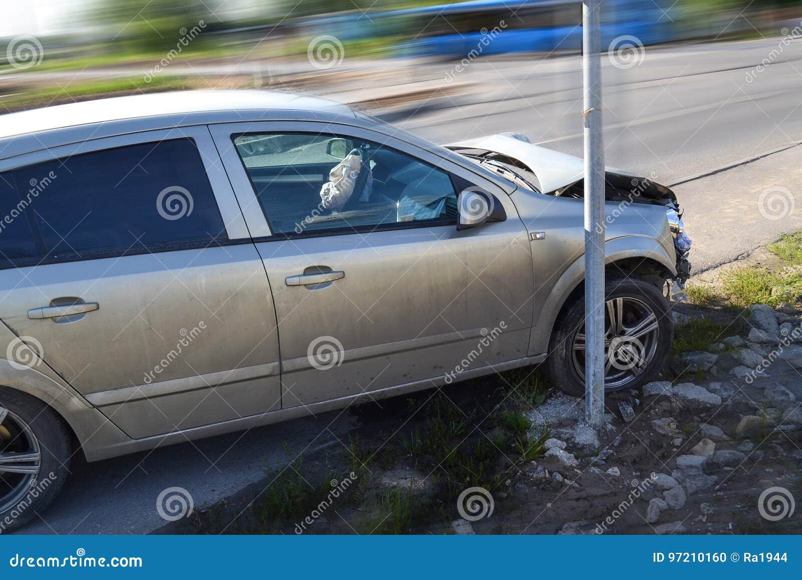 Car Broken in an Accident. Side View Stock Photo - Image of metal ...
