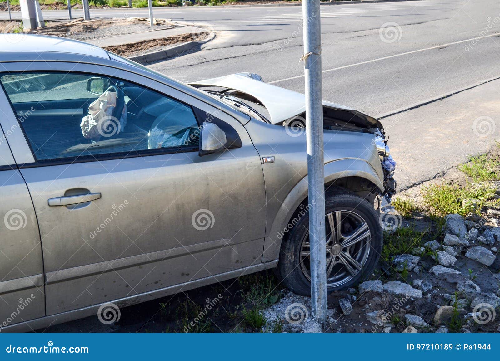 Car Broken in an Accident. . Side View Stock Image - Image of dangerous ...
