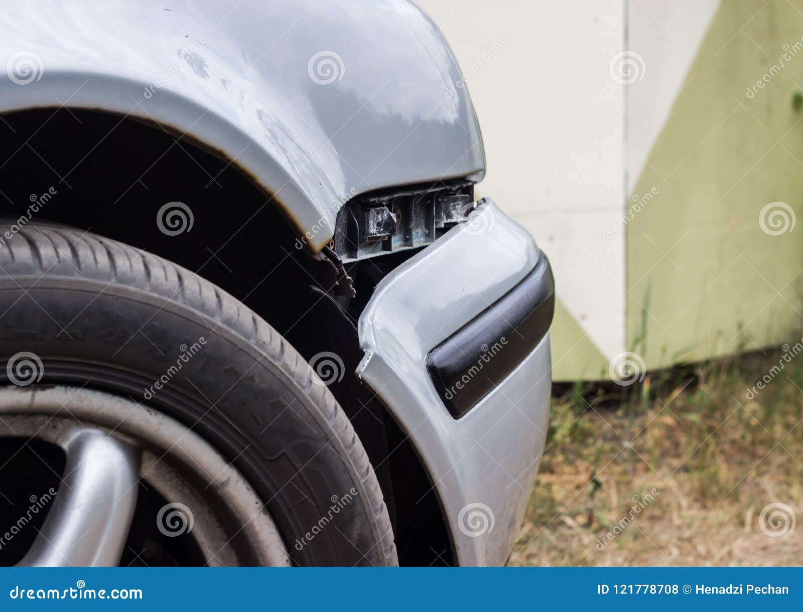 A Car with a Broken Front Bumper, Close Up, Crash Stock Photo - Image ...