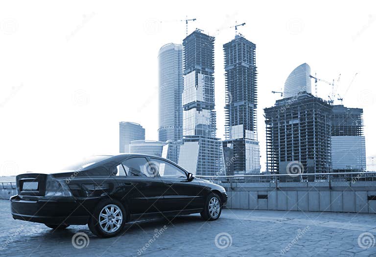 Car and Building Skyscrapers Stock Photo - Image of concrete, cement ...