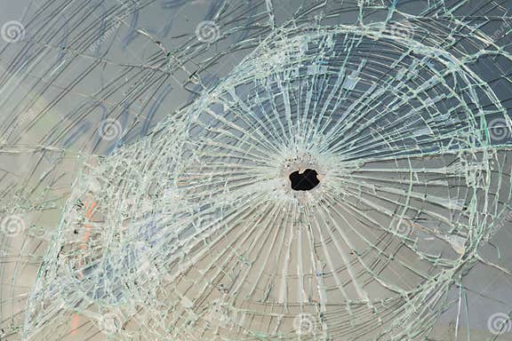 Car with Bullet Holes in the Windshield Stock Image - Image of cracked ...