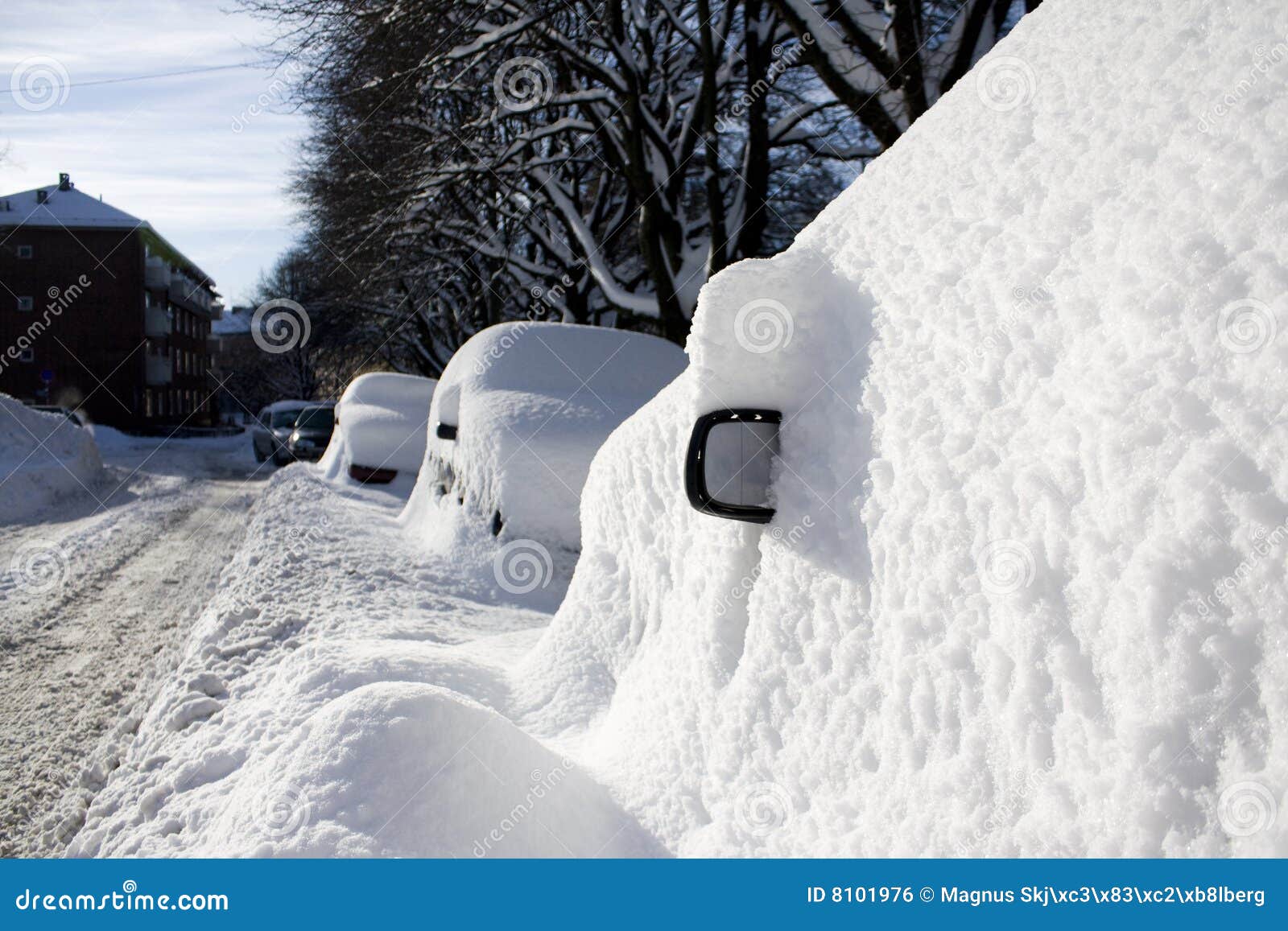 Car Buried in Snow, Side View Mirror Stock Photo - Image of snowey ...