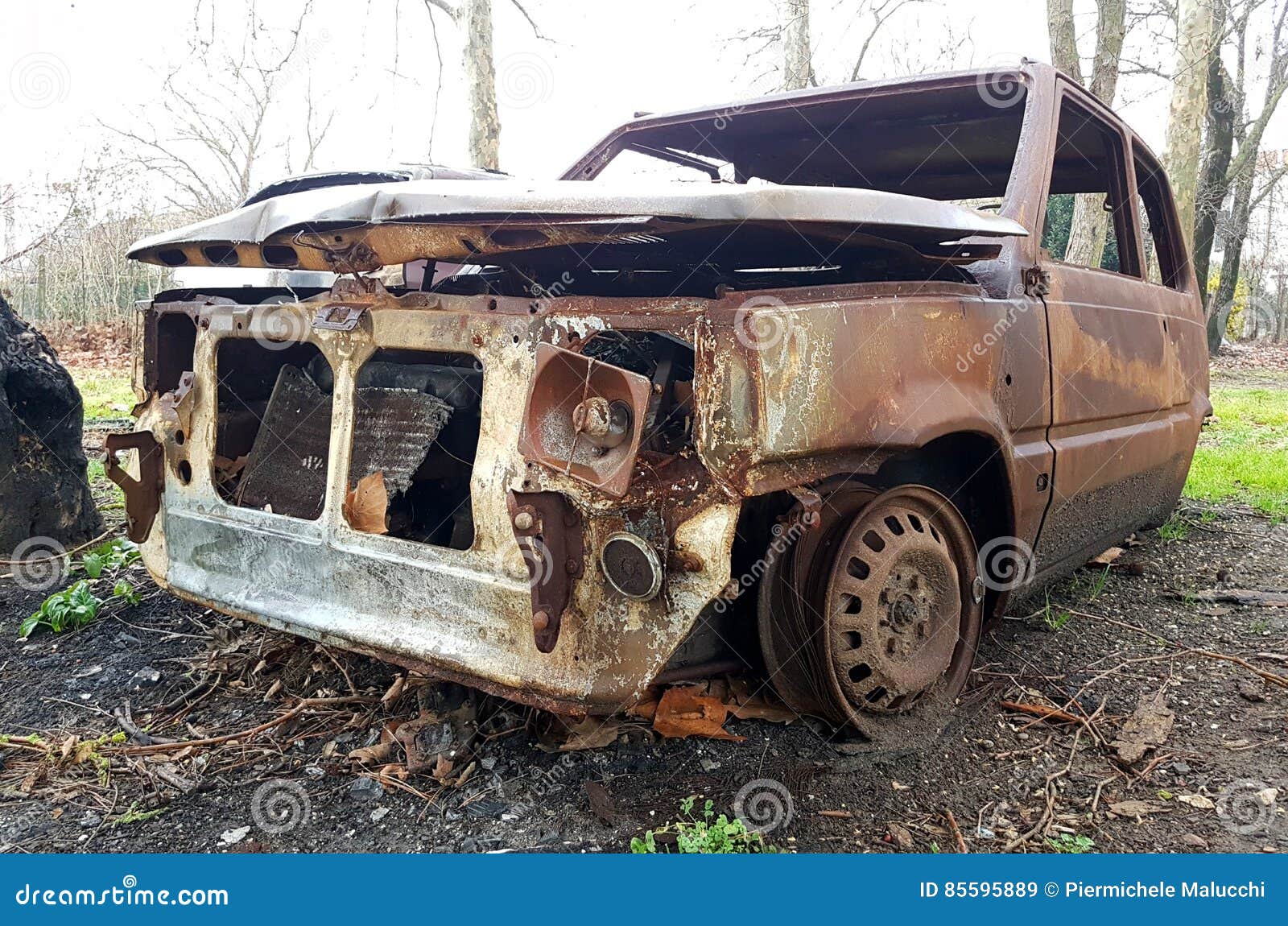 Car Burned, Abandoned and Rusty Stock Image - Image of broken, metal ...
