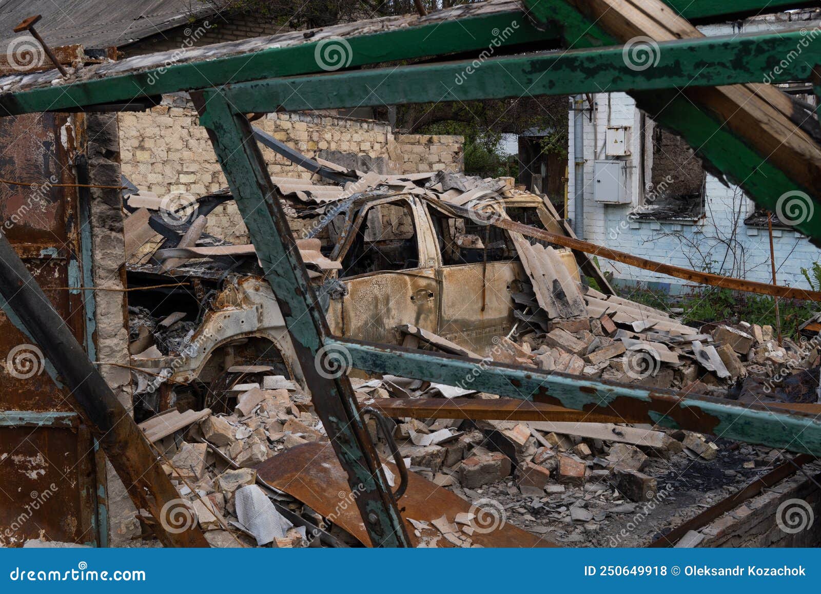 The Car Burned Down in the Garage of the House. Explosion and Fire in ...