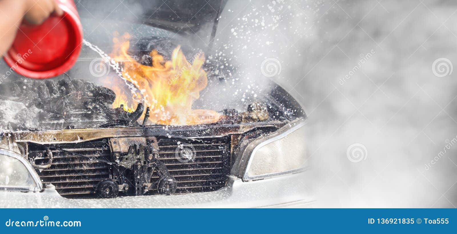 Car Burning at Parking Lot because Electrical Short Problem Stock Image ...