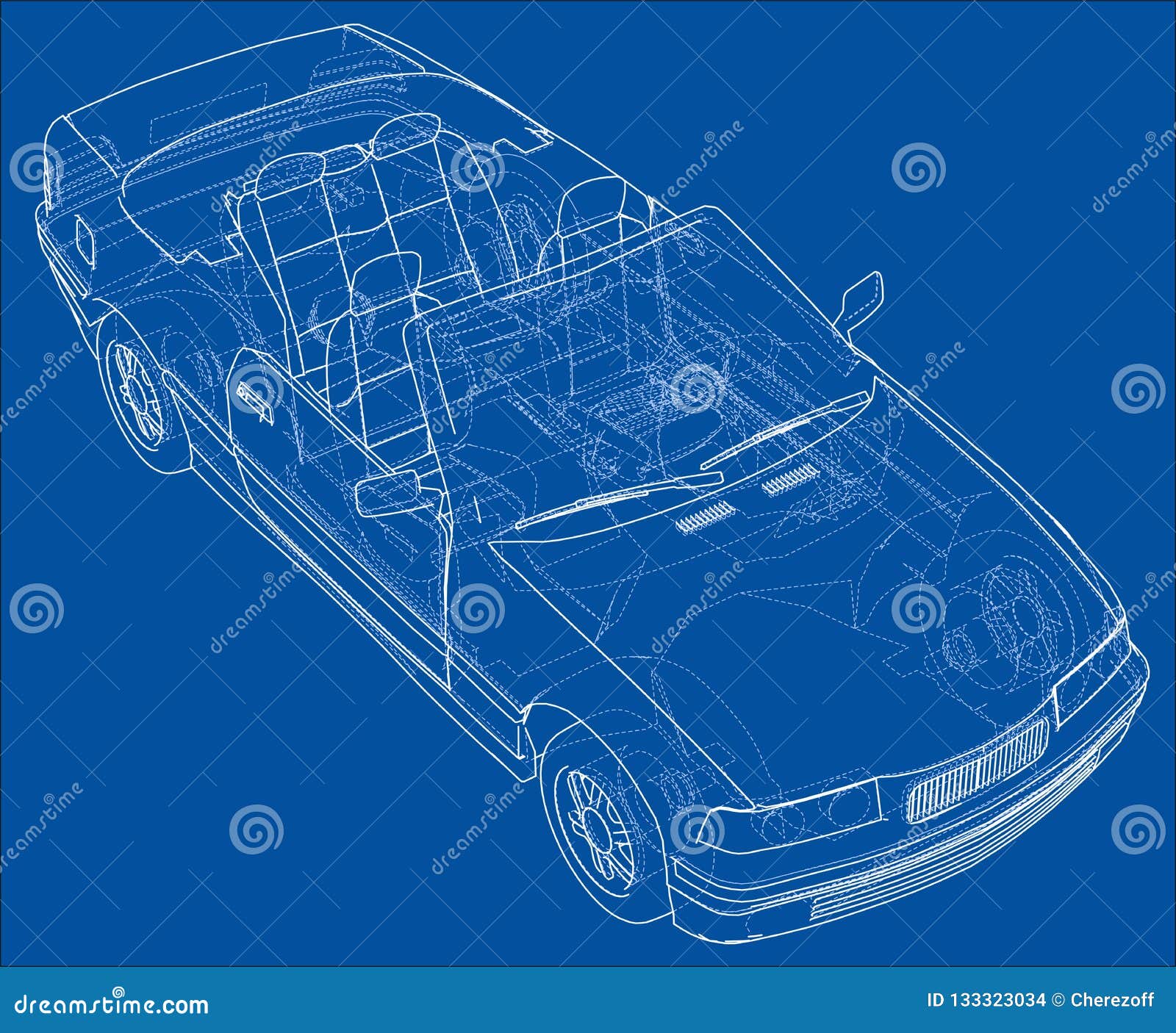 Car Cabriolet Concept. 3d Illustration Stock Photo - Image of sketch ...
