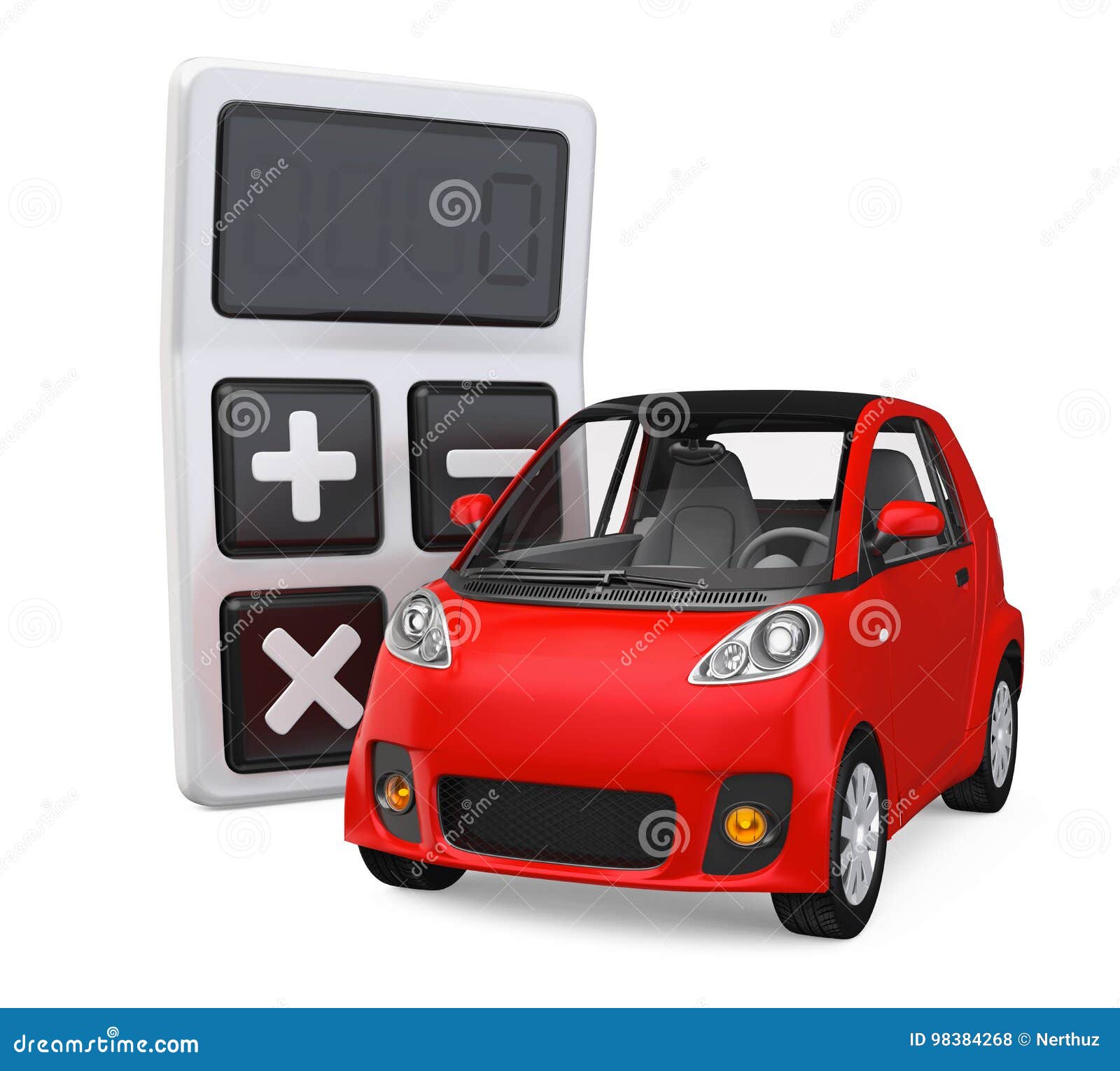 Car and Calculator Isolated Stock Illustration - Illustration of ...