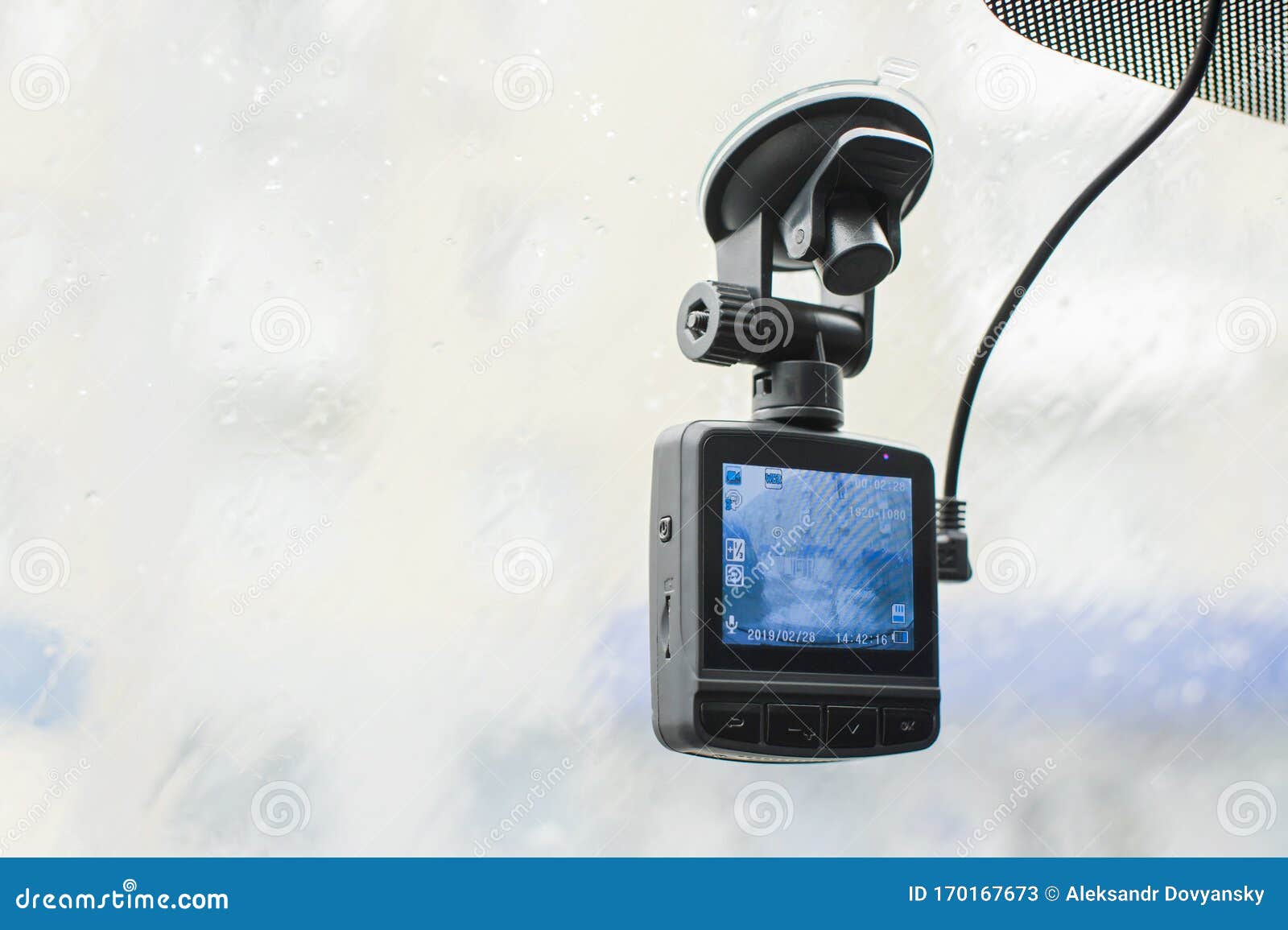 Car Cam on the Windshield in the Car Close-up Stock Image - Image of ...