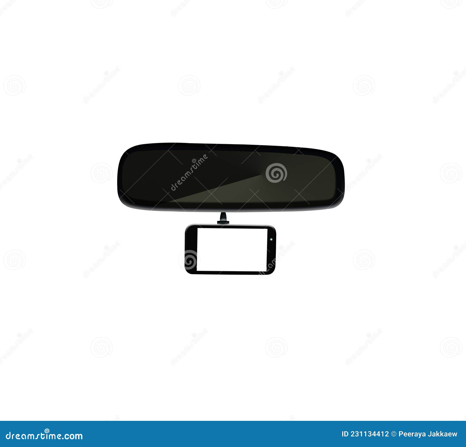 Car Camera, Rearview Mirror and Digital Touchscreen Display Isolated on ...