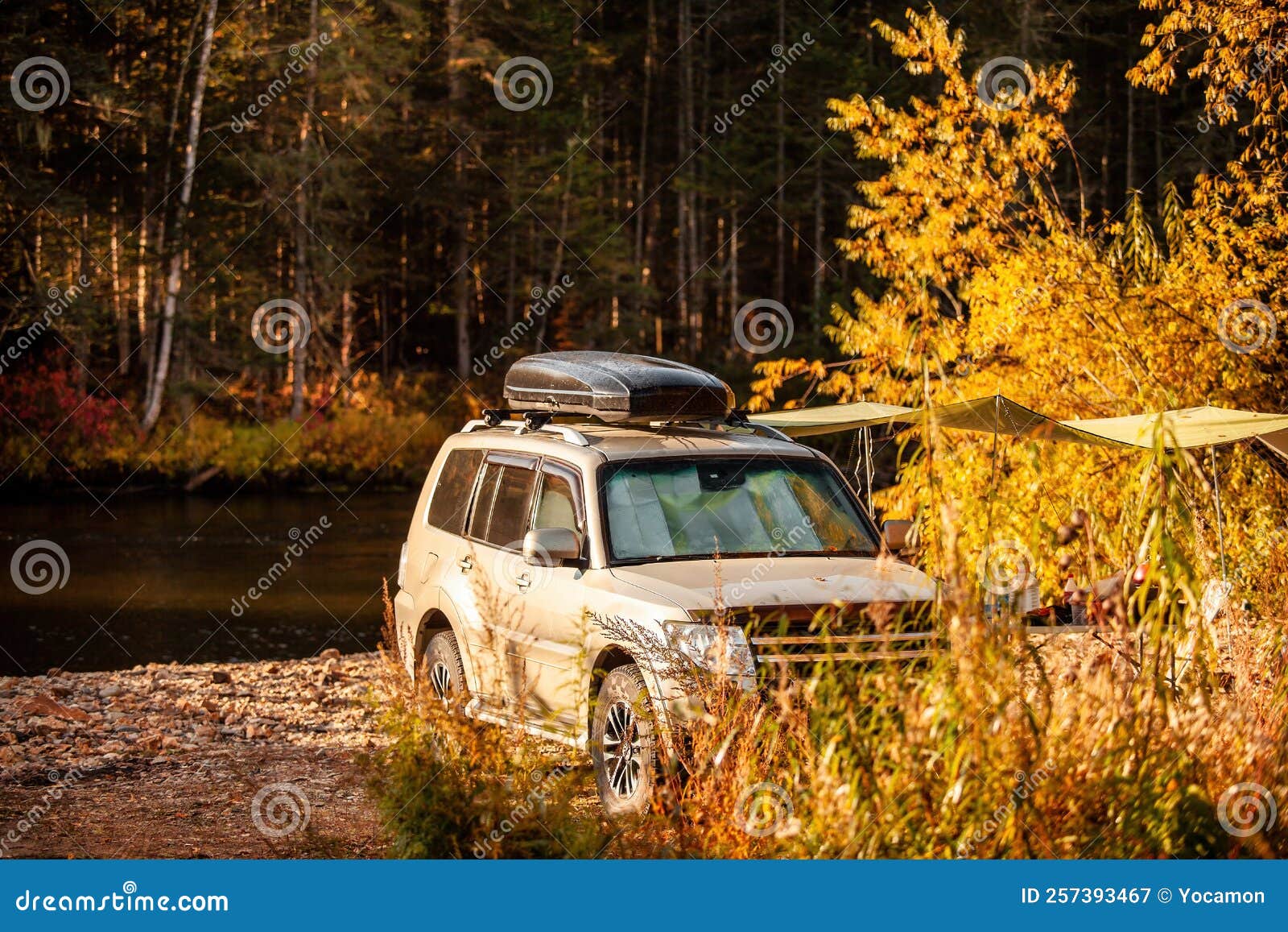 Car Camping in Autumn Forest Stock Image - Image of dirt, route: 257393467