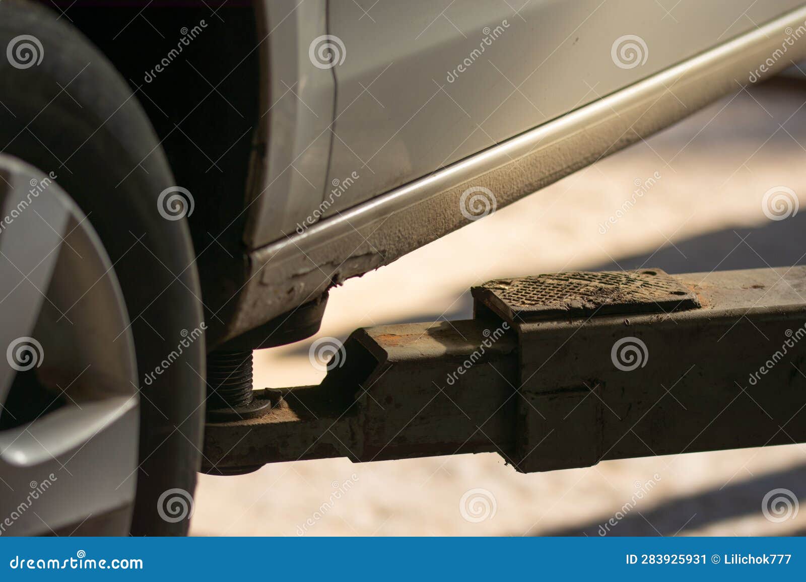 Car on a Car Lift Under Repair Stock Image - Image of repair, brake ...