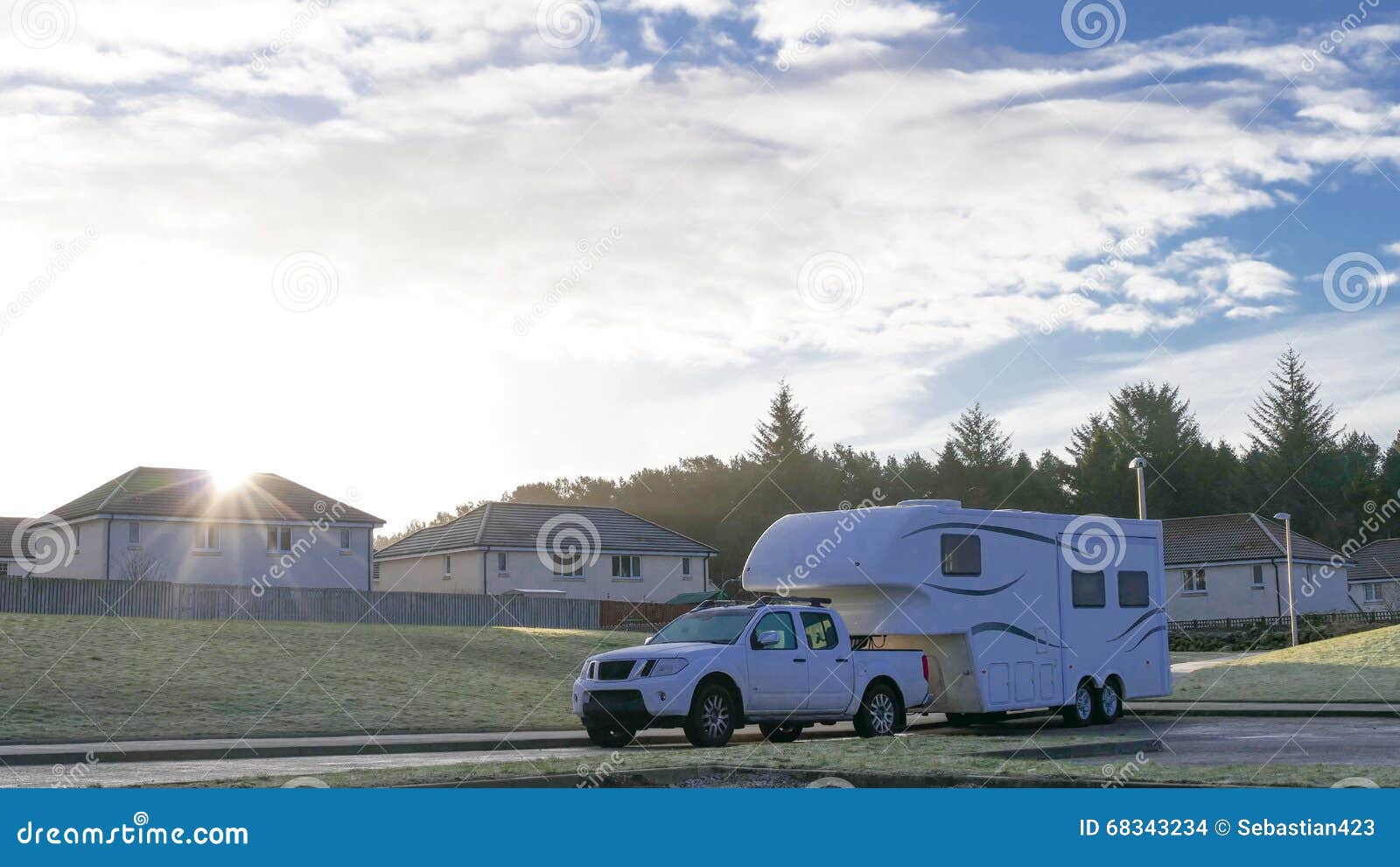Car and Caravan on the Road Stock Photo - Image of camping, motorhome ...
